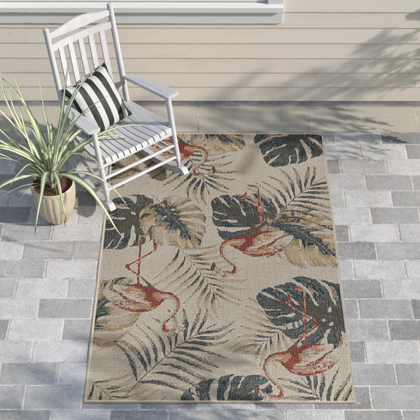 Beachcrest Home Tapis d'intérieur / extérieur ivoire en polypropylène tissé à la machine Sherwin ...